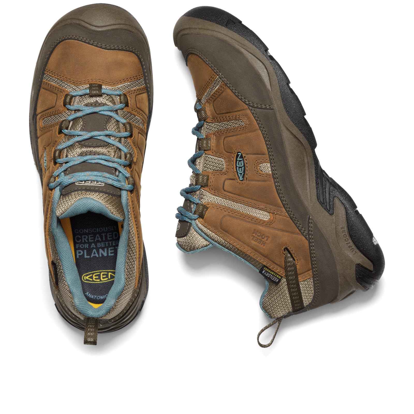 KEEN Women's Circadia Low Height Comfortable Waterproof Hiking Shoes, Syrup/North Atlantic, 11 Wide