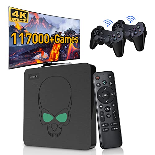 Kinhank Retro Game Console,Super Console X King Emulator Console with 117000 Games,Compatible with Most Emulators,EmuELEC 4.5/Android 9.0/CoreE 3 System in 1,4K UHD Output,2.4G+5G WiFi,BT 4.1