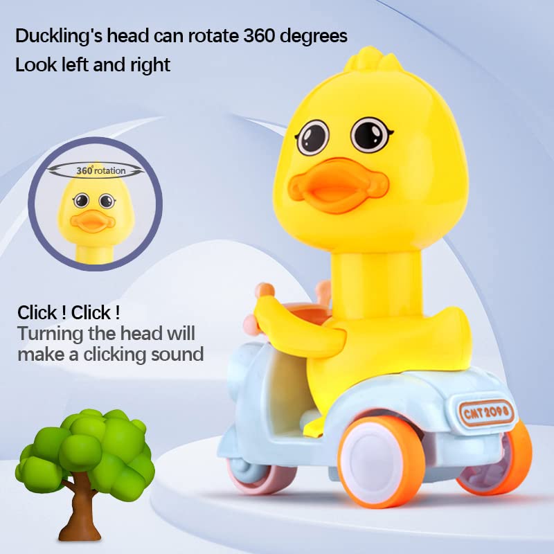 MRSOHRET(2 Pack A Baby Toy Motorcycle That Automatically Moves Forward by Pressing The Duckling's Head,Cute Design, Suitable for Babies Over 2 Years Old