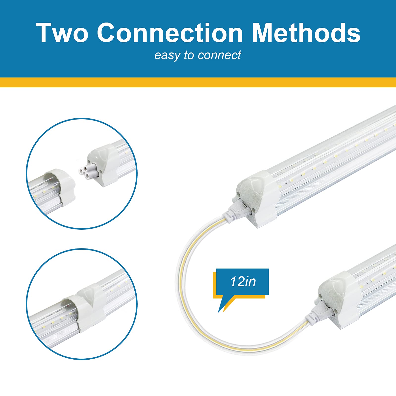 JEVCLED T8 T10 T12 Integrated 4FT Tube Garage Light LED Bulb High Brightness Fluorescent Lamp Store Light 6000K 36W 4680LM, Pack-2