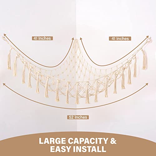IYOG Stuffed Animal Net or Hammock (41inx41inx52in) - Corner Net for Stuffed Animals for Wall - Stuffed Animal Storage - Toy Hammock -Stuffed Animal Hammock (Cream) Hardware Included