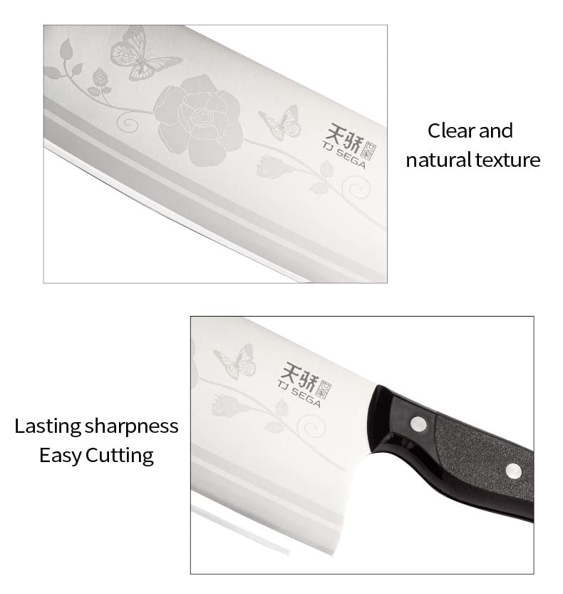 Meat Cleaver Knife 7.2 Inch, Ultra Sharp Chinese Chef's Knives, Full-tang Chopping Knife, 30Cr13 Steel Blade Thickness 2 mm, TJ SEGA Series TC17068
