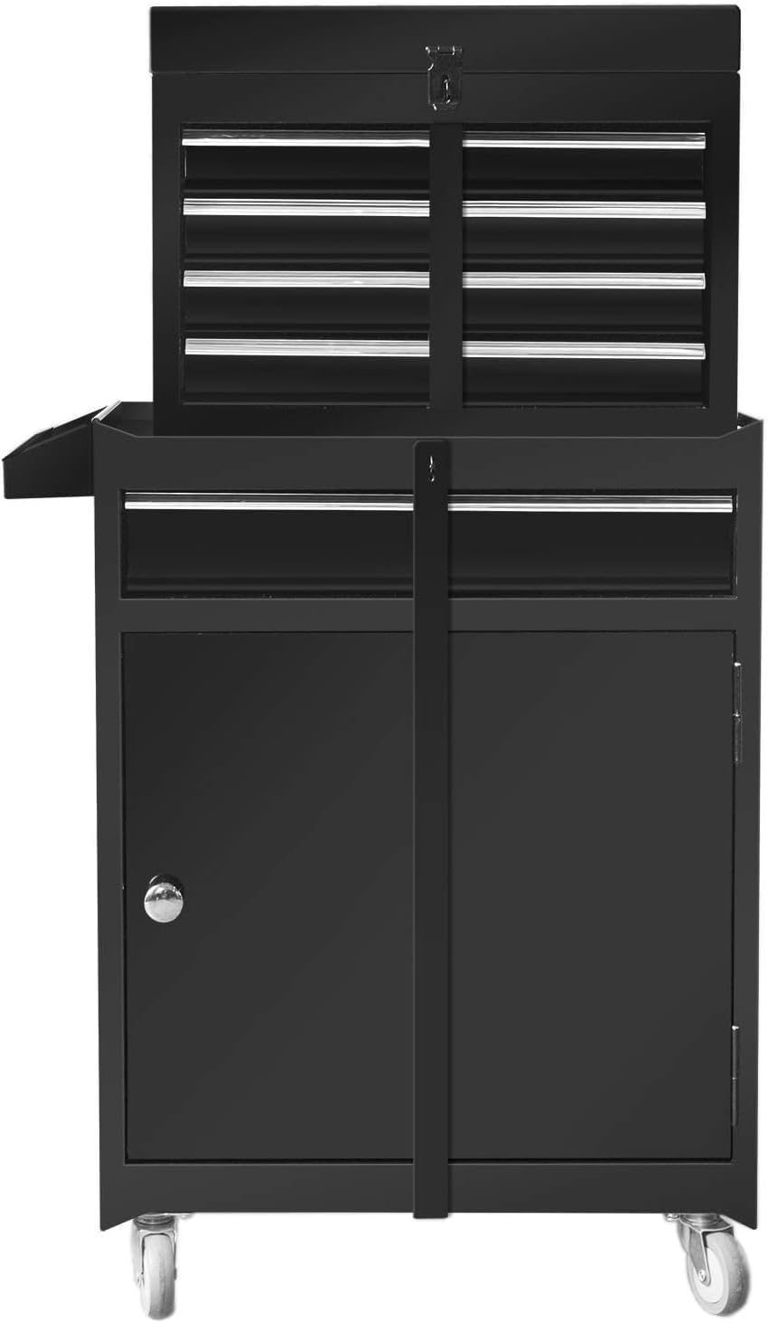 HPDMC Rolling Garage Workshop Tool Organizer/Detachable 4 Drawer Tool Chest with Large Storage Cabinet and Adjustable Shelf, 20.3" l x 11" w x 40.4" h, Red