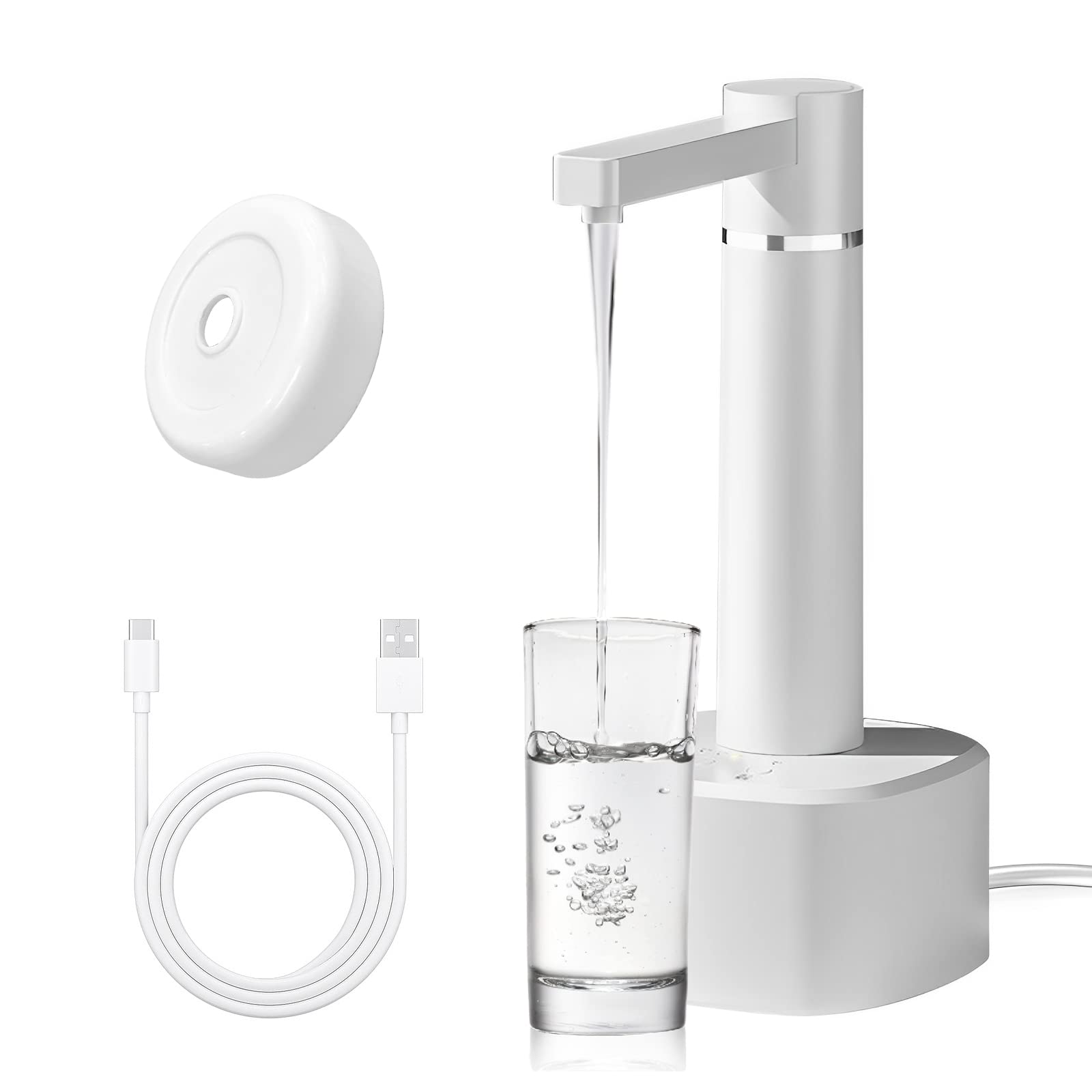 Intelligent Desktop Water Bottle Dispenser, Portable Electric Water Bottle Pump for 5 Gallon & Universal Bottles, USB Charging Automatic Drinking Water Bottle Pump, Removable, for Home,Office,Outdoor