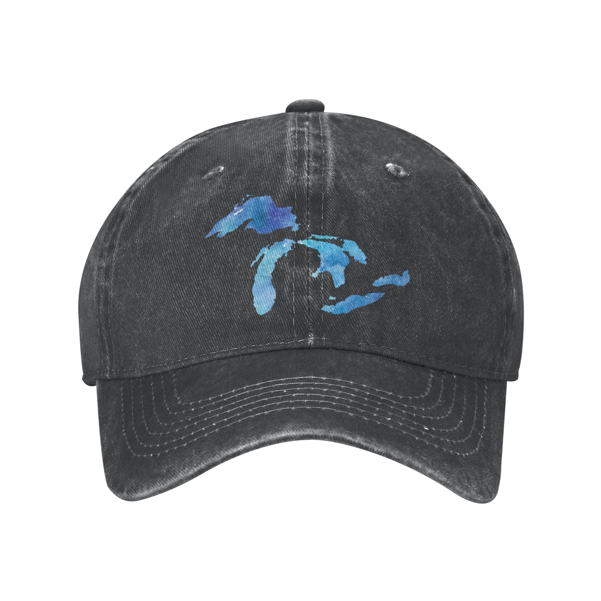 Michigan Great Lakes Unisex Fashion Washed Plain Baseball Cap Adjustable Classic Retro Cowboy Hat Dad Hat Trucker Hat Black