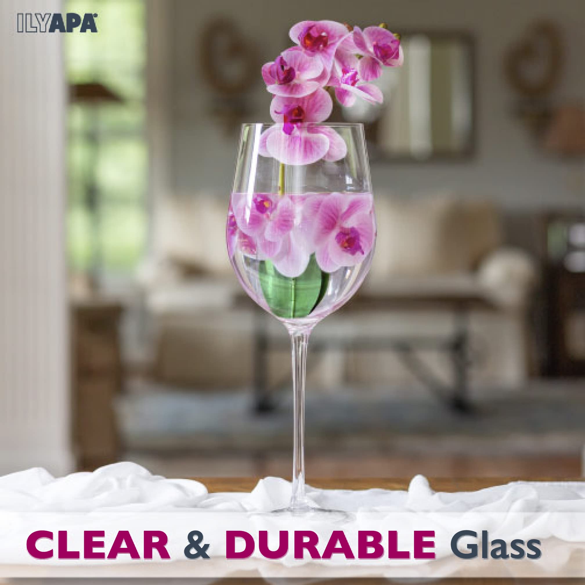Ilyapa Extra Large 3500ml Wine Glass - Kitchen Bar Display Holder Giant Drink Glass White Elephant Gag Gift