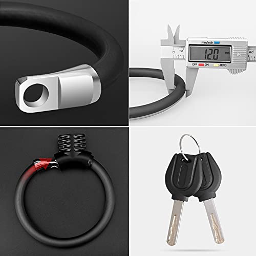 LEERIAN Bicycle Lock Portable Security Anti-Theft Ring Lock Alloy Bold Steel Cable Mountain Bike Lock with 2 Keys Student Gift,Black
