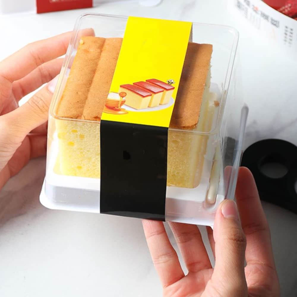 Hewnda Cake Box - 50 sets 4 Inch X 2-1/8 Inch Clear Plastic Mini Cake Box - Feast Cupcake Box - Muffin Box Biscuit Box Flat Top Box Bakery Cake Shop Sale Use(White)