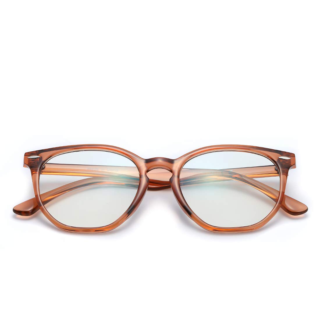 kimorn Blue Light Blocking Glasses Square Cateye Eyewear Blue Ray Computer Game K0787 (Transparent Brown Frame/Blue Light Blocking Lens)