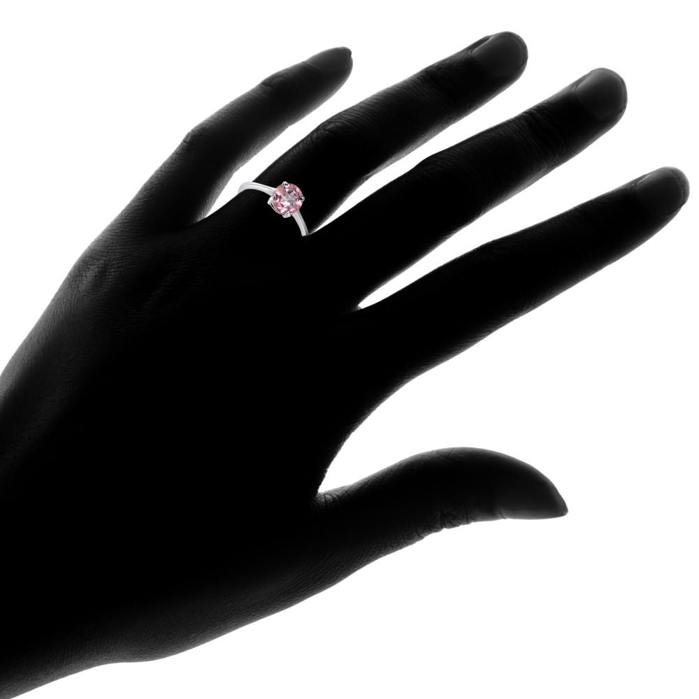 Ice Gems Sterling Silver Treated Light Pink Topaz Round 6mm Solitaire Ring, Size 8