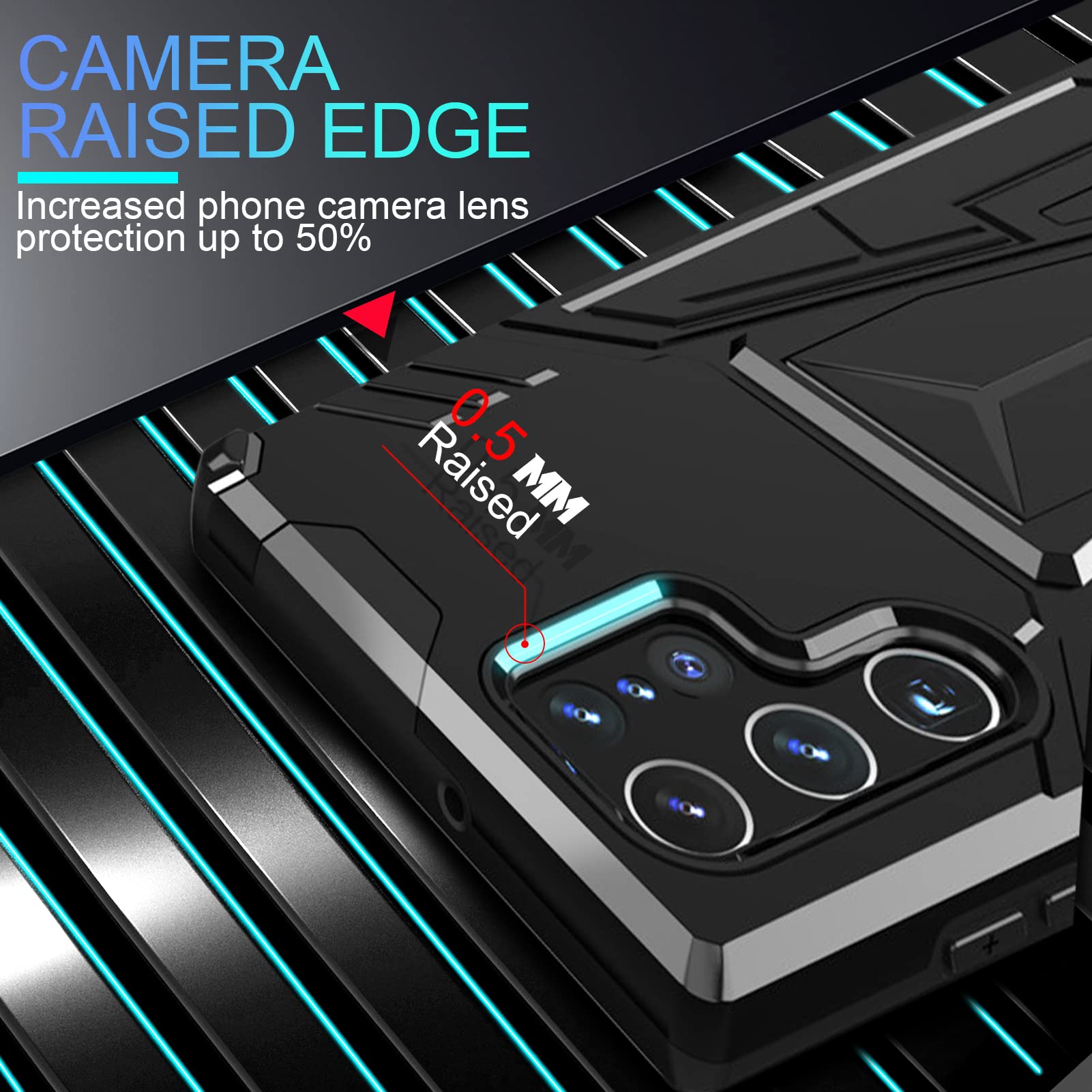 Micger Designed for Samsung Galaxy S22 Ultra Case with Kickstand Heavy Duty Body Bumper Cover Shock Protection Phone Case for S22 Ultra 5G