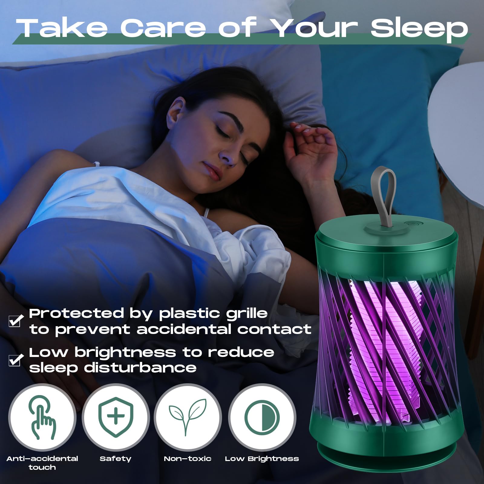 Qualirey 2 Pack Bug Zapper Outdoor and Indoor 3000V Mosquito Killer Lamp USB Cable Plug in Electric Insect Trap Fly Zapper UV Light Mosquito Catcher Repellent Fruit Flies for Bedroom (Green)
