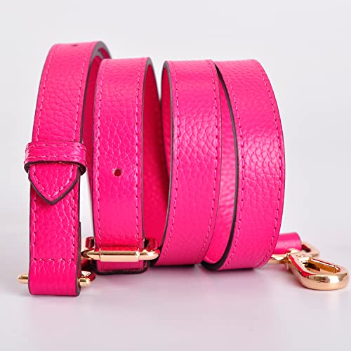 Live Up Full Grain Leather Adjustable Replacement Cross Body Purse Shoulder Strap Handbag Bag Wallet, 2/3" Wide (Rose)