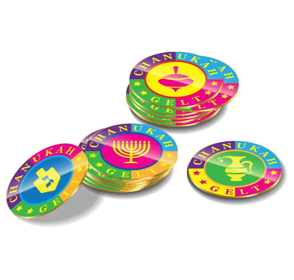 Izzy 'n' Dizzy Hanukkah Dreidels - Multi Colored Painted Wood Dreidel - 4 Pack Medium