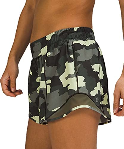 Lululemon Athletica LULULEMON Hotty Hot Short LowRise 4 Long Heritage 365 Camo Crispin Green MultiMedium Olive, 6