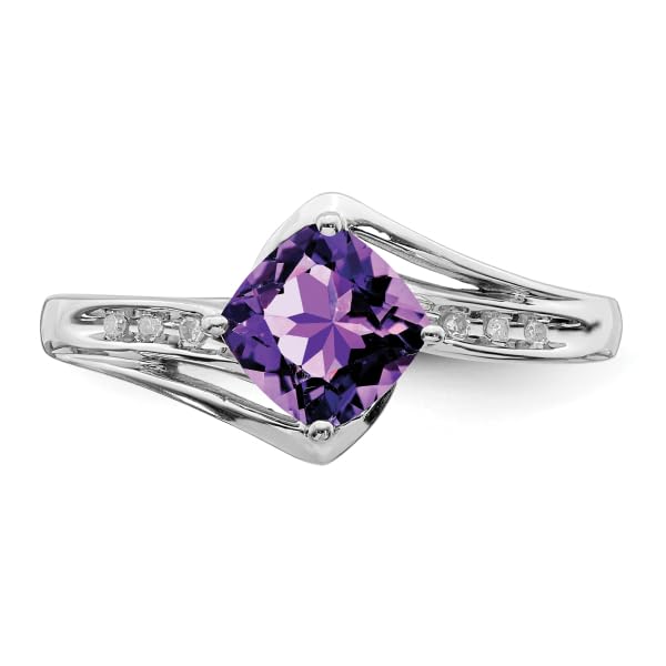 IceCarats 925 Sterling Silver Diamond Purple Amethyst Square Ring Gemstone Band Size 8