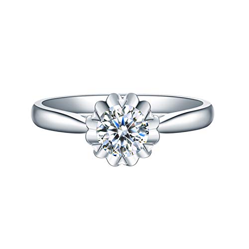 KnBoB Wedding Engagement Rings for Women,18K White Gold Holding Flowers 0.2ct Diamond Size 13