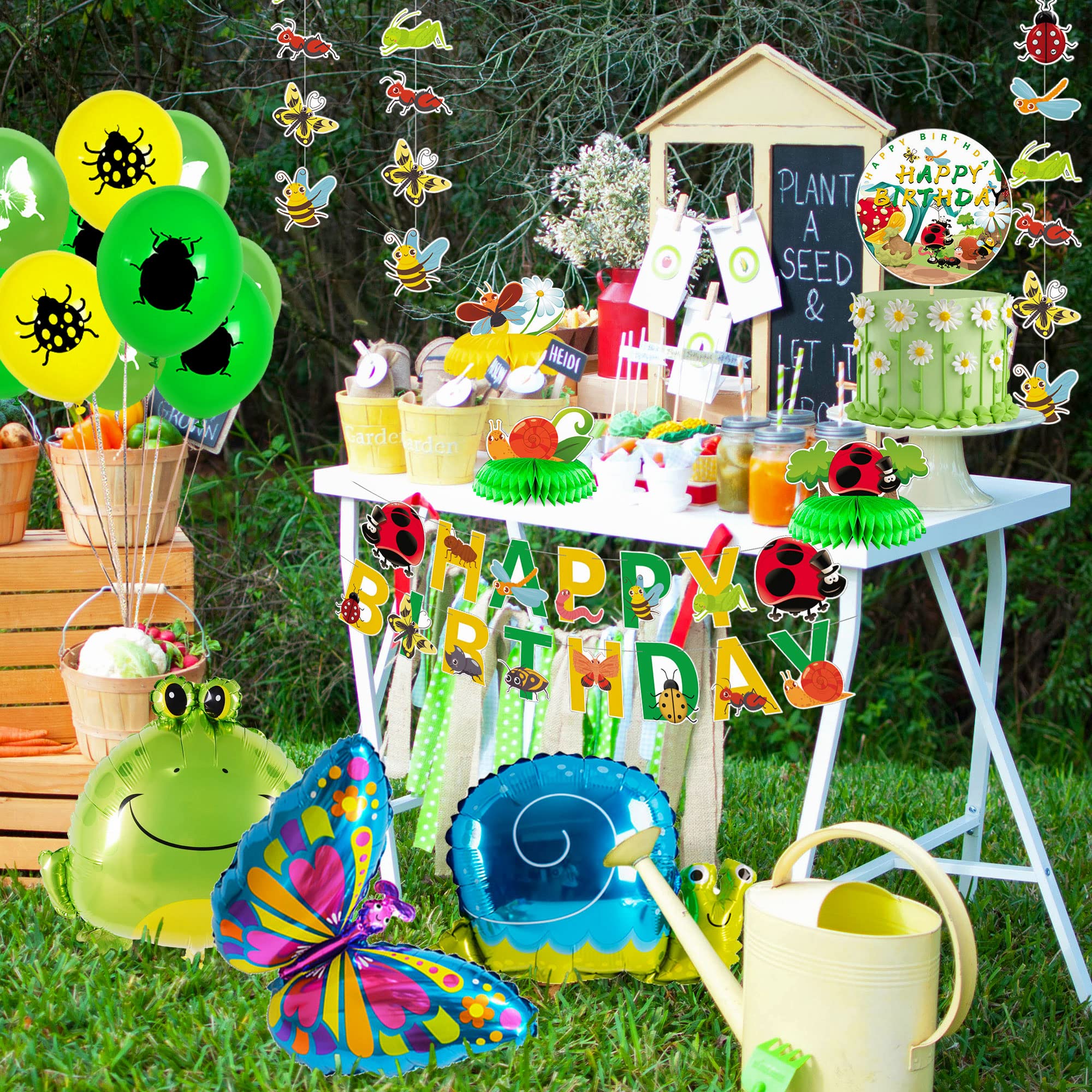 Insect Birthday Party Decorations Bugs Party Plates and Napkins Bugs Party Decorations Garden Birthday Party Decorations Caterpillar Ladybug Birthday Banner