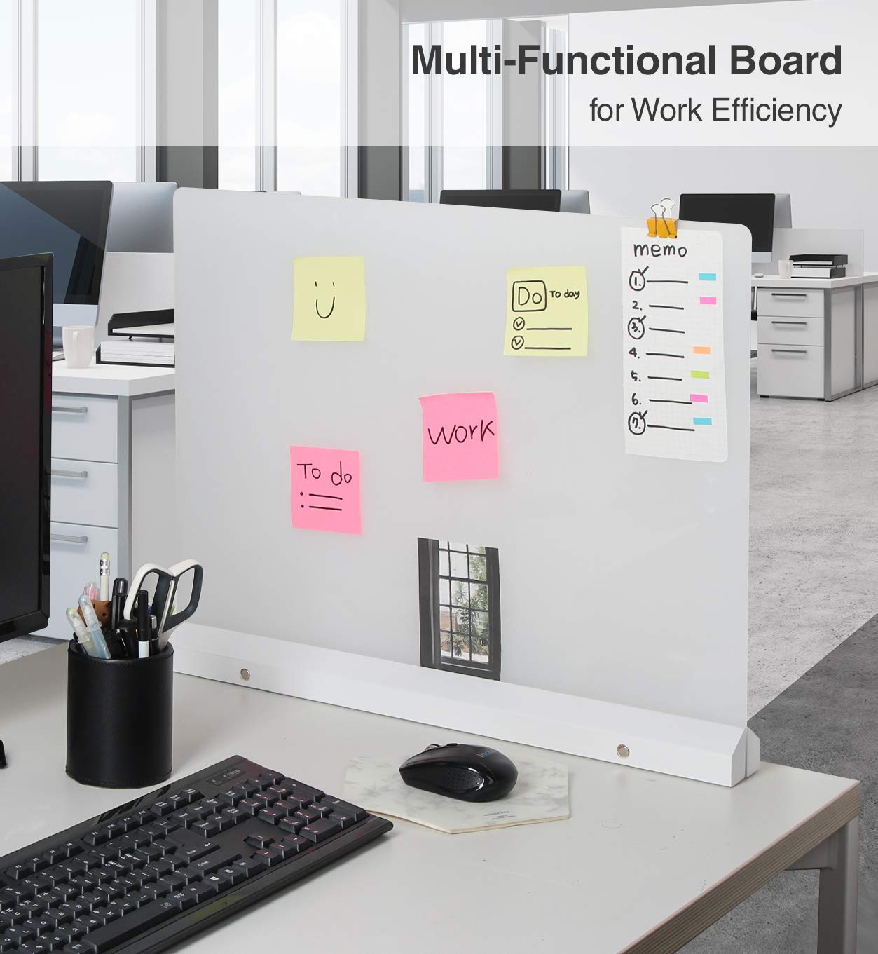 J JACKCUBE DESIGN Acrylic Desk Divider, Office Partition Board, Privacy Panel, Desktop Accessories for Classroom Cubicle Table White Boards 23.03 x 17.91 inches -MK529A