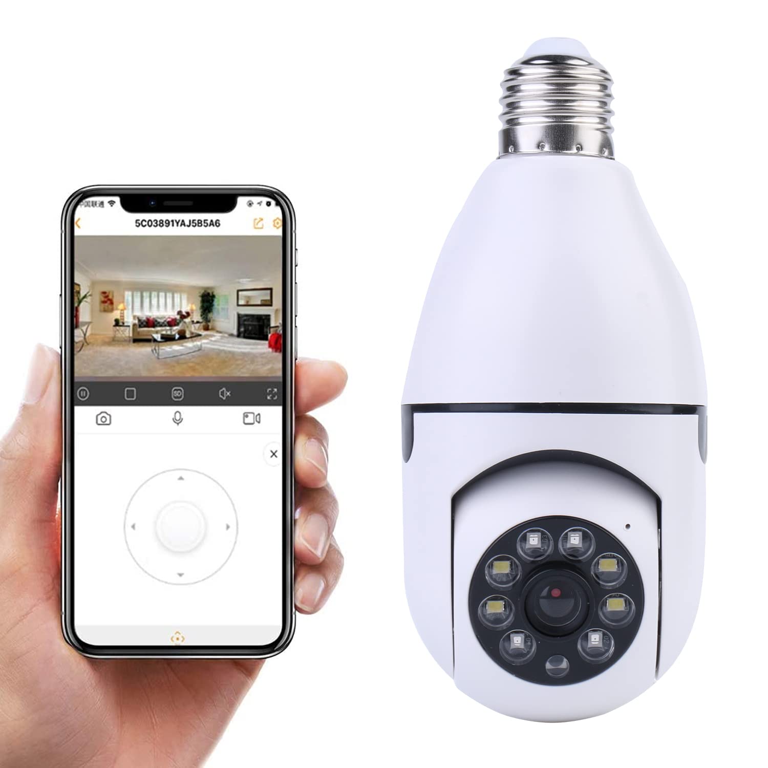 HPX WiFi Light Bulb Camera Security: 360 Degree Outdoor Lightbulb Camera, Night Vision Porch Light Camera, Remote Light Socket Camera Security for Home Indoor Outdoor