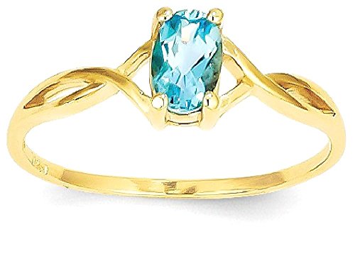 IceCarats 14K Yellow Gold Blue Topaz Ring December Birthstone Jewelry Size 7