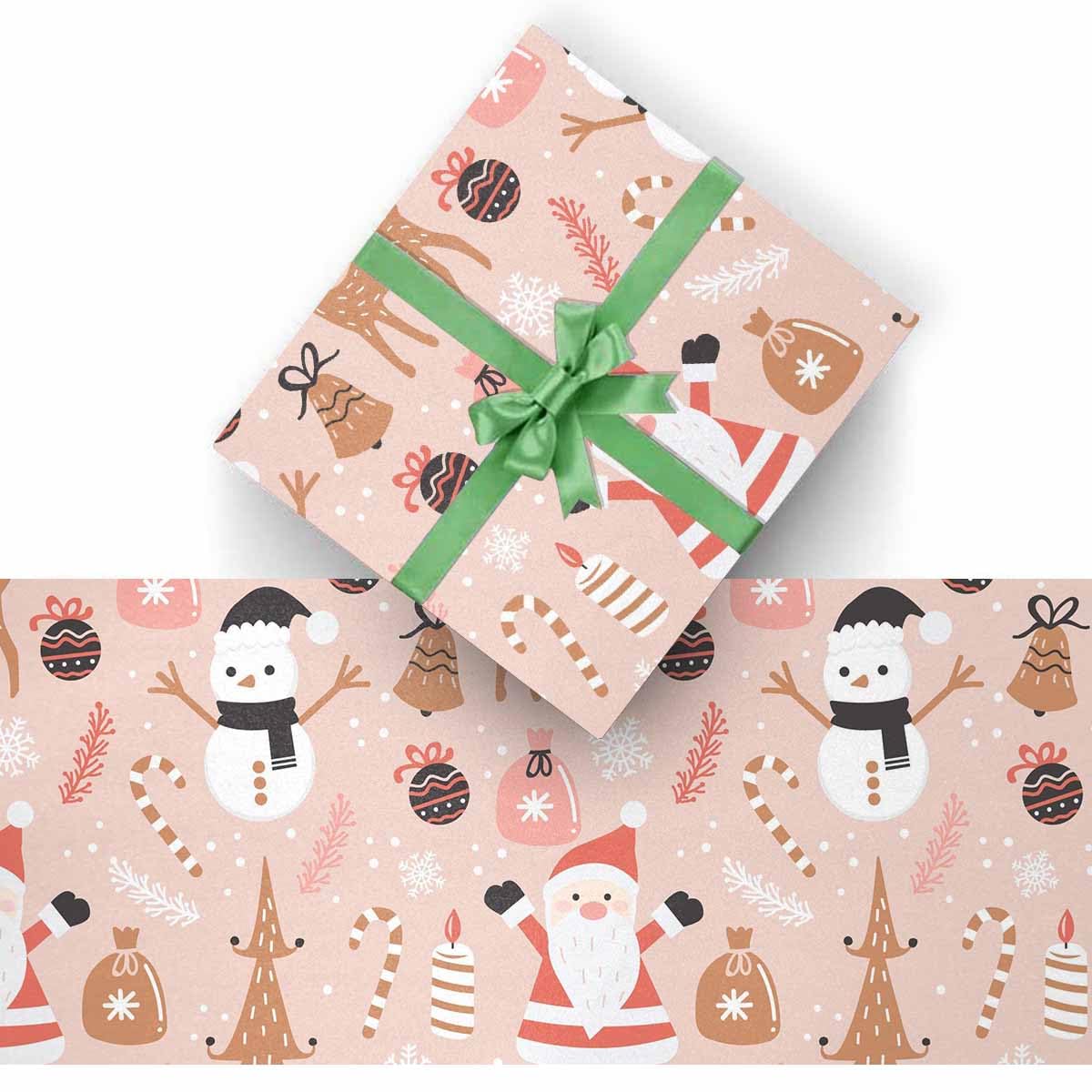 InterestPrint Winter And Christmas Pattern Wrapping Paper for Boys Girls 58"x 23" for Wedding Birthday