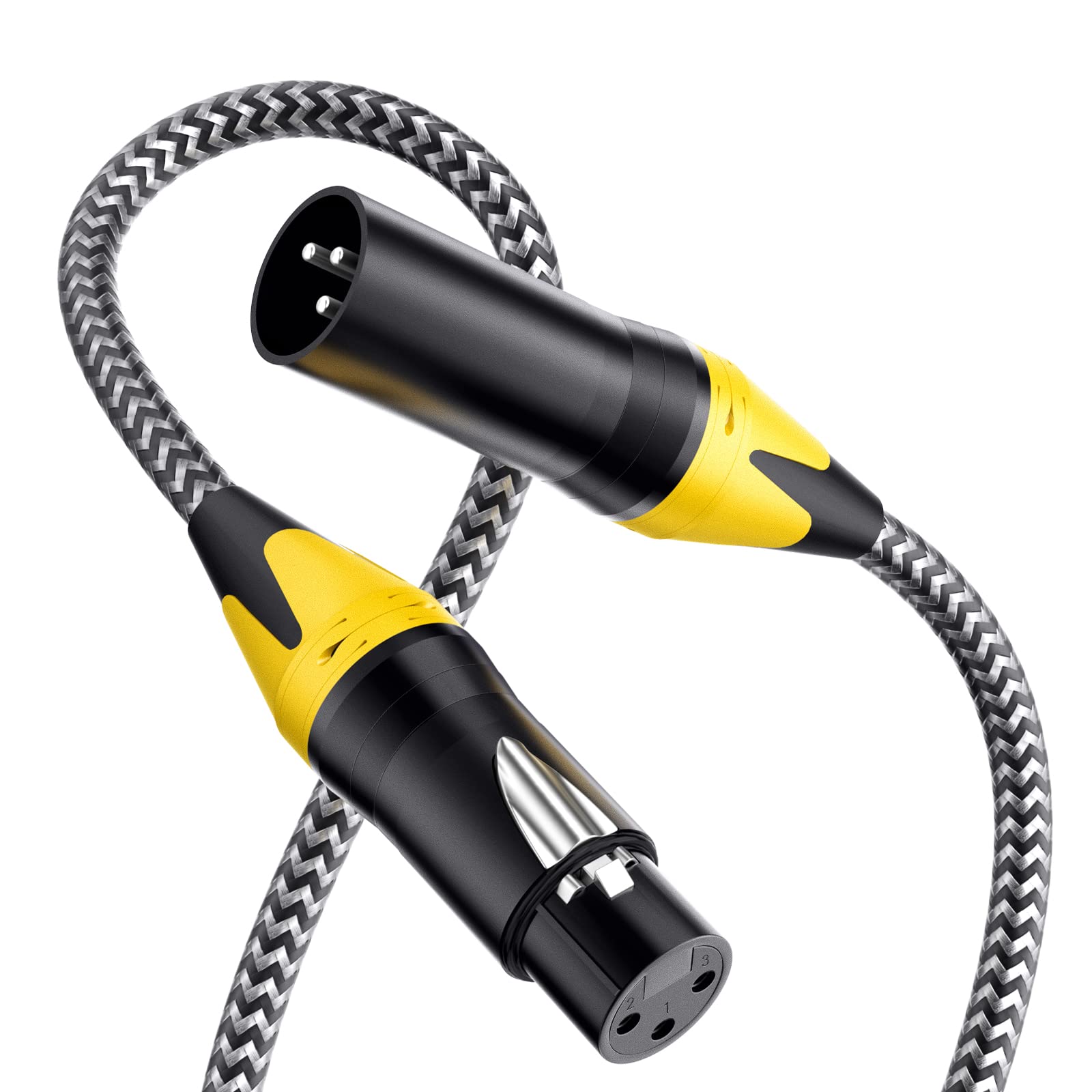 Larxavn XLR Cables, XLR Cable 10 ft Heavy Duty Microphone Cable XLR Male to Female Nylon Braided XLR Microphone Cable