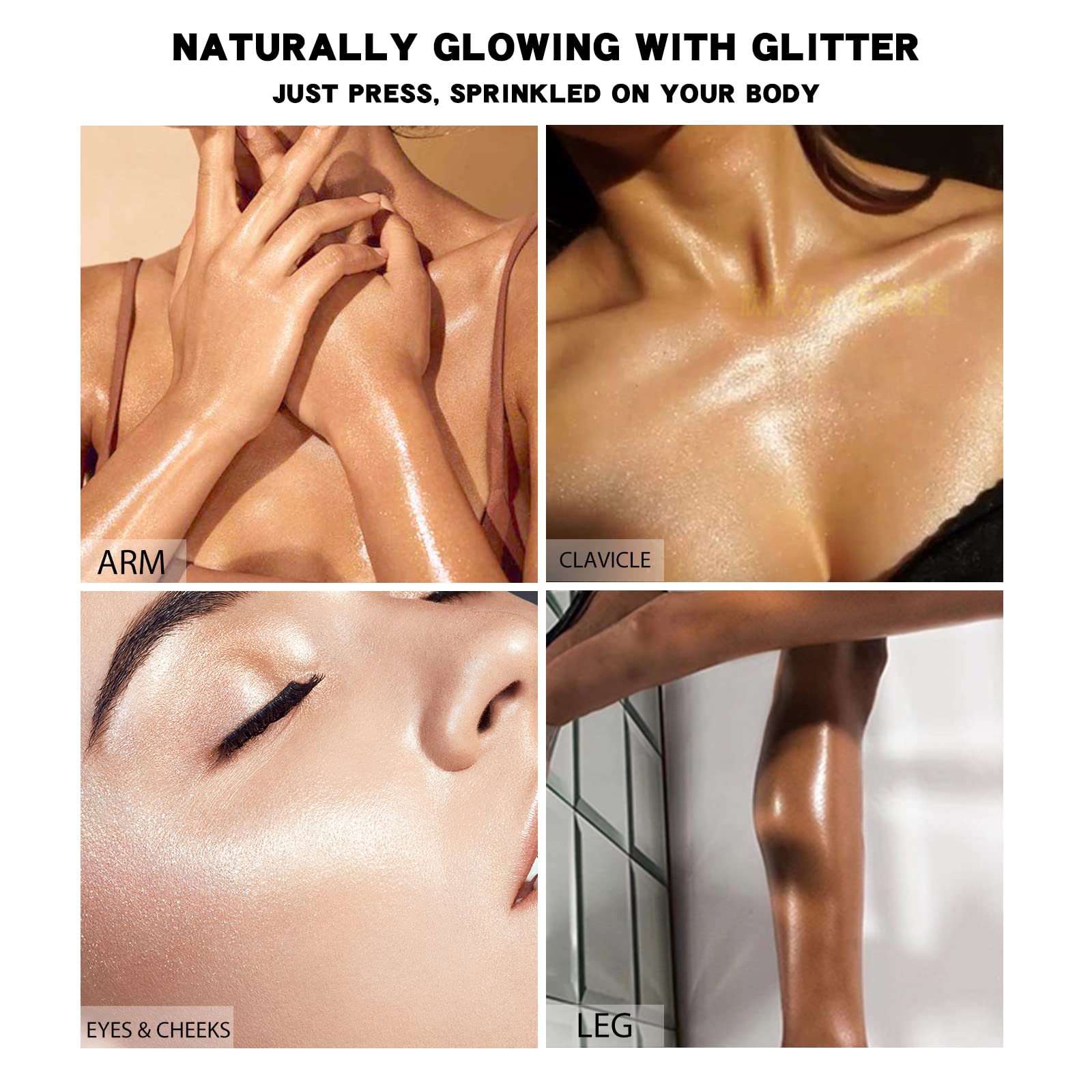 KYDA Highlighter Powder Spray, Glitter High Gloss Spray Shimmer Sparkle Powder Makeup Spray, for Face Body Cosmetic-Champagne Gold