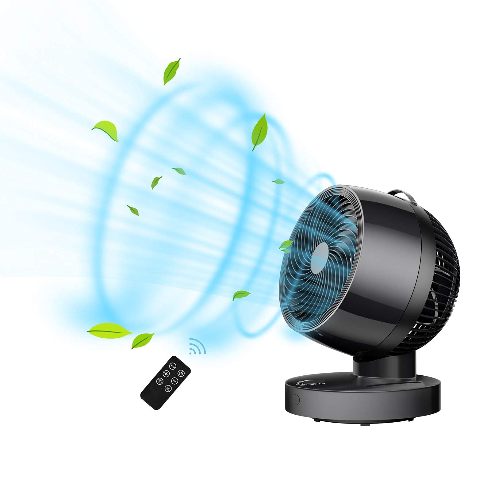 Kapoo Air Circulator Fan Table Fan, Blade 8", 6 Speeds 4 Wind Modes, Indoor Circulator Fan for Whole Room Temperature Equilibrium, Replace Floor Table Tower Fan with Remote b17,Black,GS-XXG037