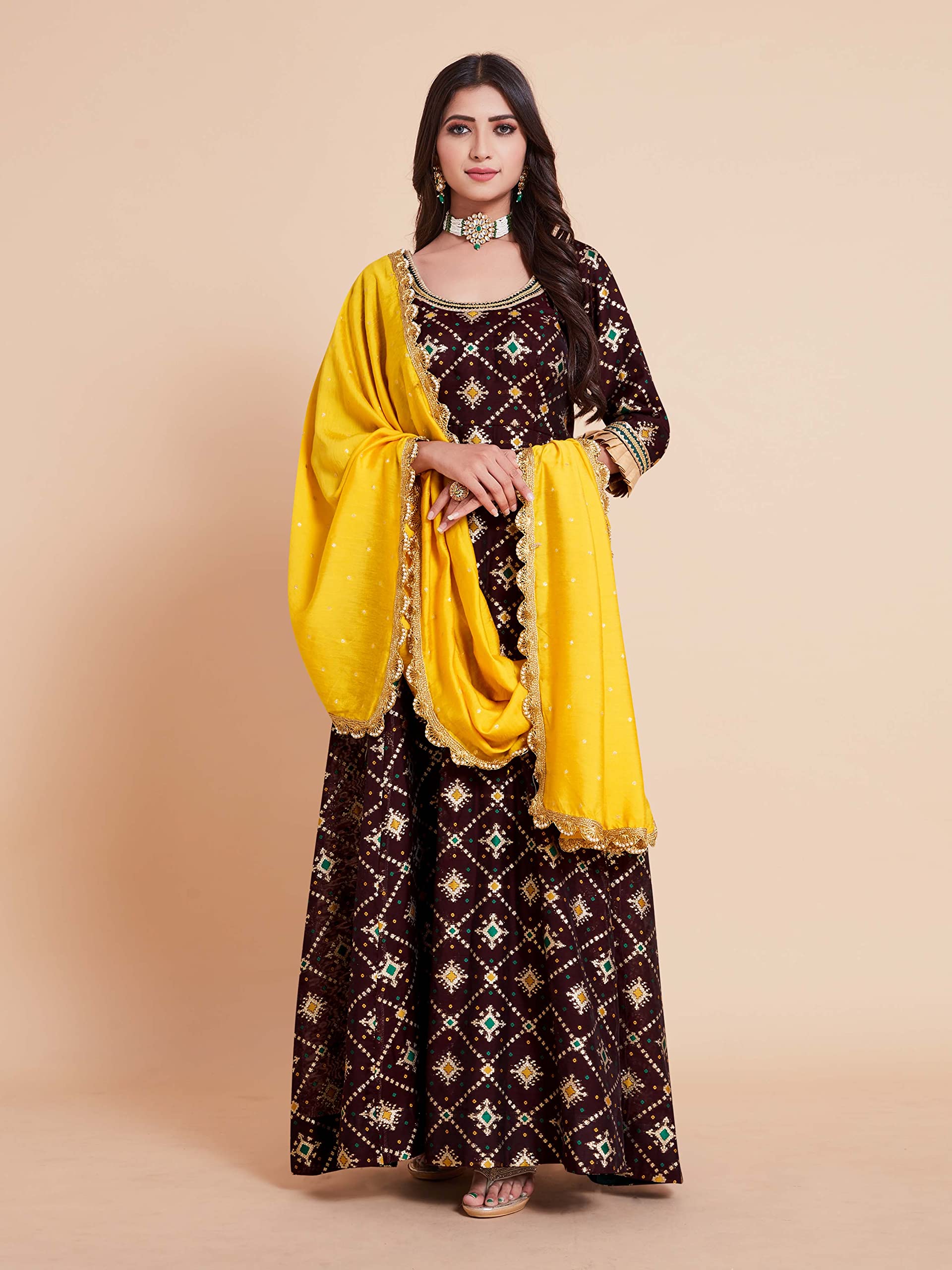 Indian Kurti for Womens Dupatta | Art Silk Woven Kurta Kurtis Tunic For Women Purple