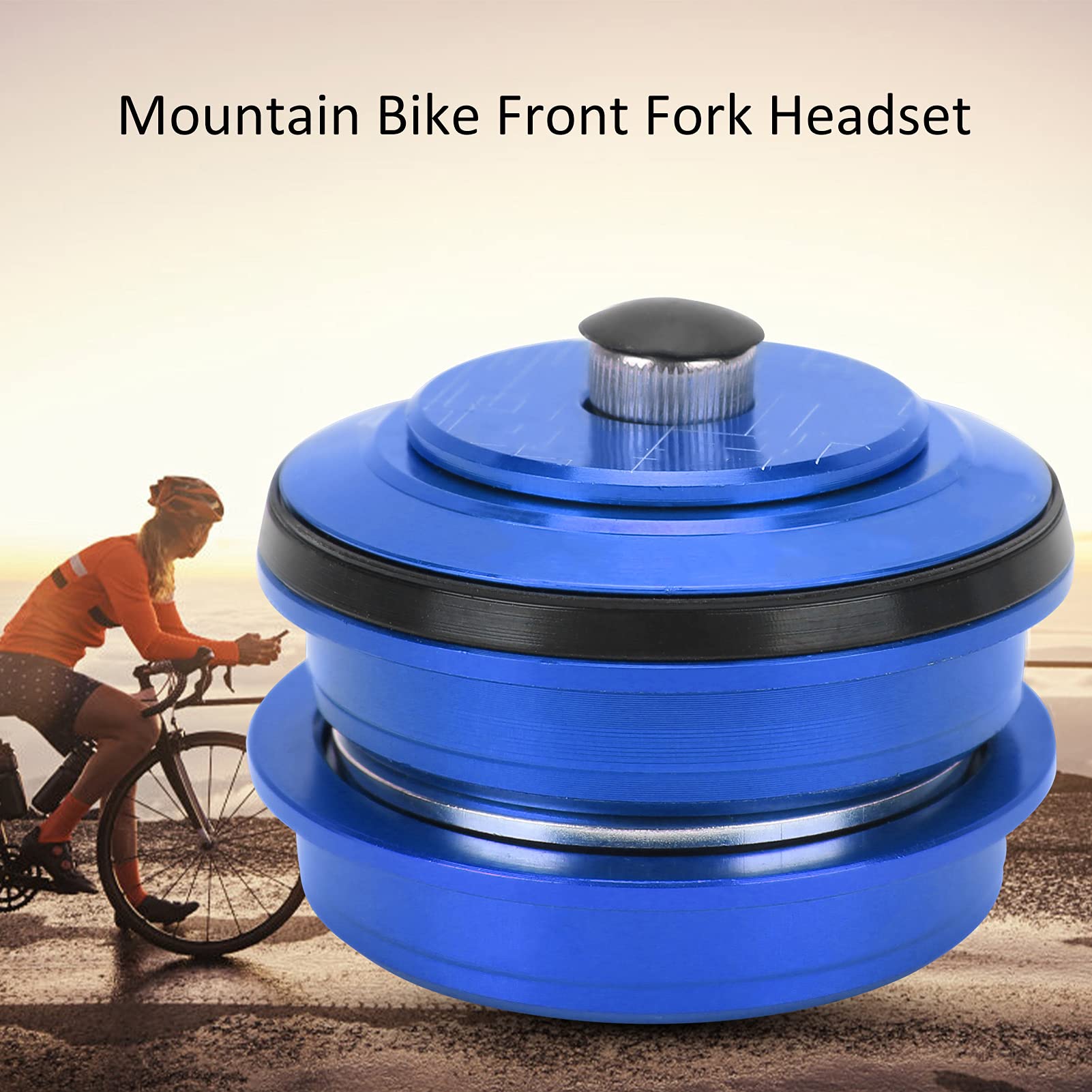 Keenso Headset Bearings, Aluminum Alloy 44mm/1.7in Mountain Headset Front Fork Headset Headset Bearings Replacement(Blue)