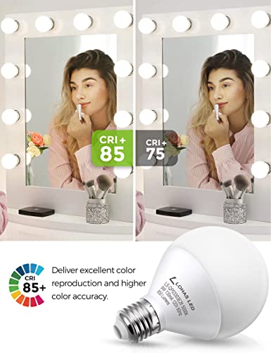 LOHAS G25 LED Globe Light Bulbs, 9W(100W Equivalent) Vanity Light Bulbs for Bathroom, 5000K Daylight White Bright Mirror Lights, E26 Base, 850LM Perfect for Makeup Dressing Table, Non-Dimmable, 4 Pack