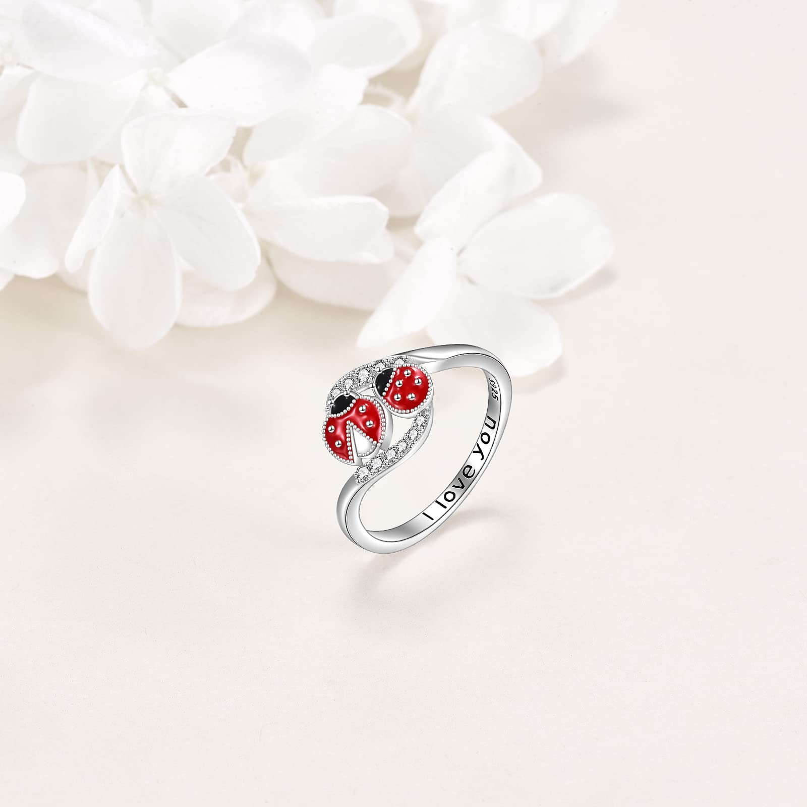 Ladybug Ring for Women 925 Sterling Silver Ladybug Jewelry Gifts -8