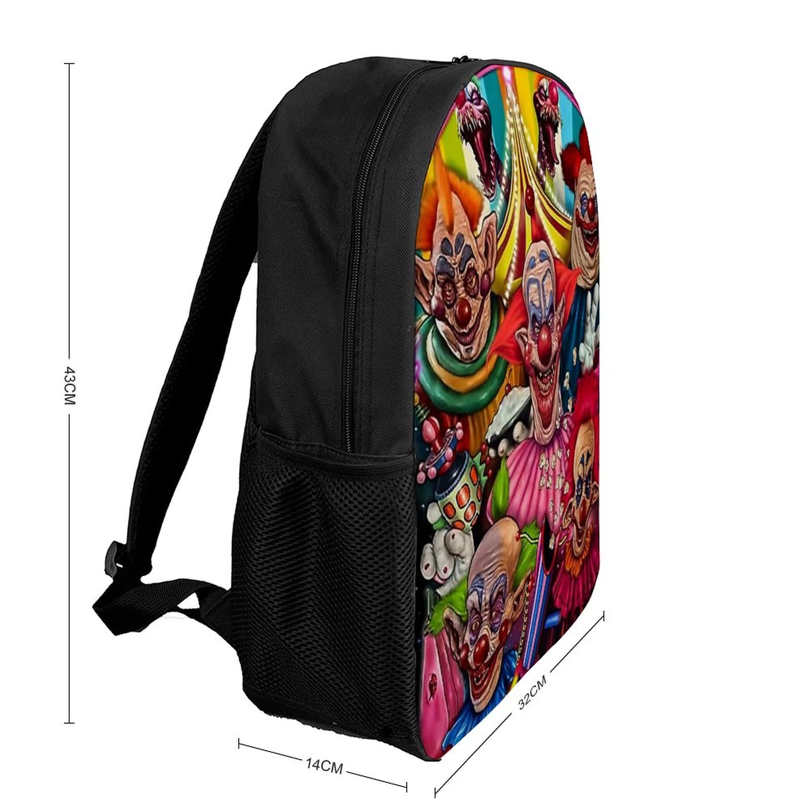 Killer Klowns from Outer Space Anime Backpack 17 Inch Cute Funny Bookbag Casual Laptop Daypack for Travel Picnic Camping