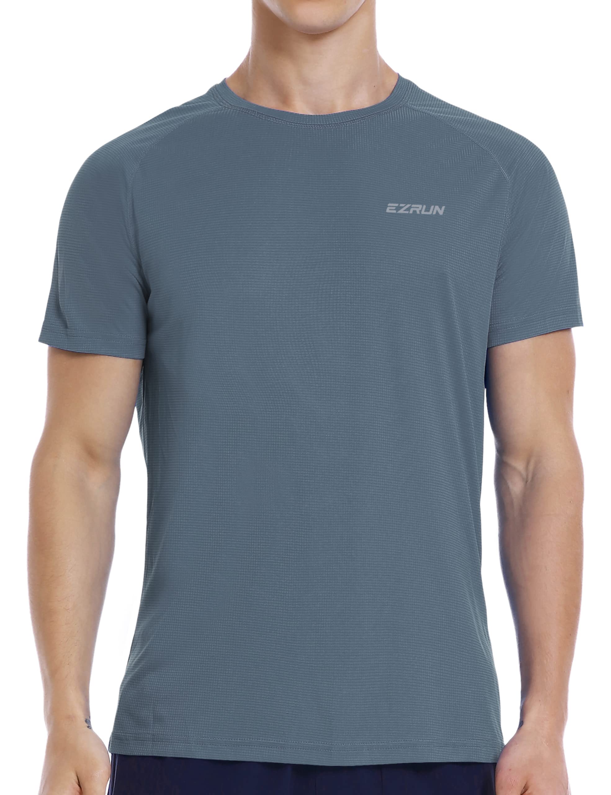 Men's Dry Fit Moisture Wicking Athletic T-Shirt Short Sleeve Workout Running Shirts for Men (Grey,4XL)