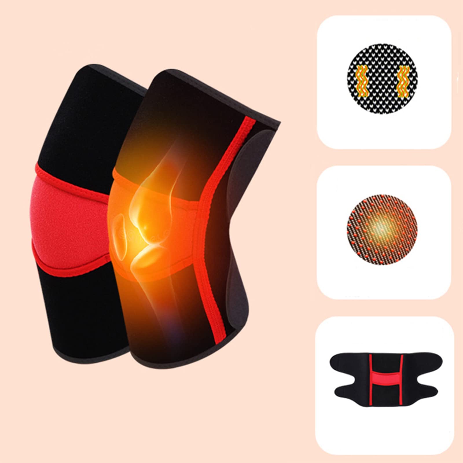 LJYLJH Winter Knee Brace Support Pads, Elasticated Leg Knee Pads for Arthritis Injury, Breathable Thicken Kneepad for Women Elder Men,Black