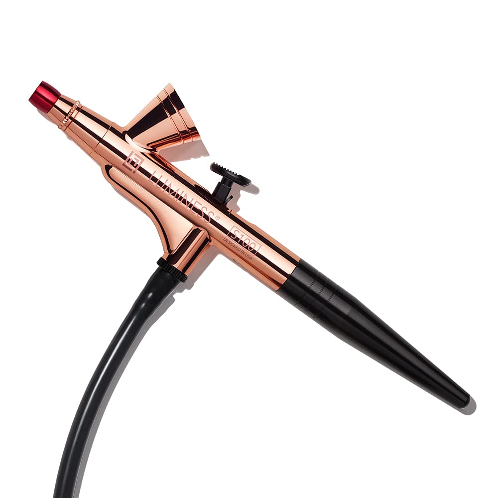 LUMINESS Legend Makeup Airbrush System & 4-Piece Foundation Starter Kit, Shade Medium - Quick, Easy & Long Lasting Application - Includes (2) Silk 4-In-1 Foundation, Highlighter & Blush