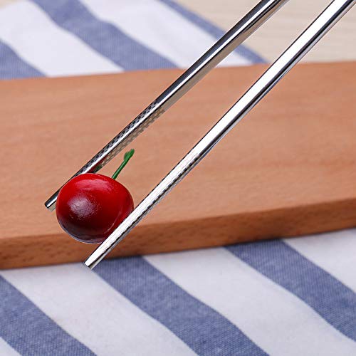 LIUNA Reusable Metal Chopsticks 304 Stainless Steel Chopsticks 9 Inch Mirror Polish Square Chop stick 5 Pairs Gift Set