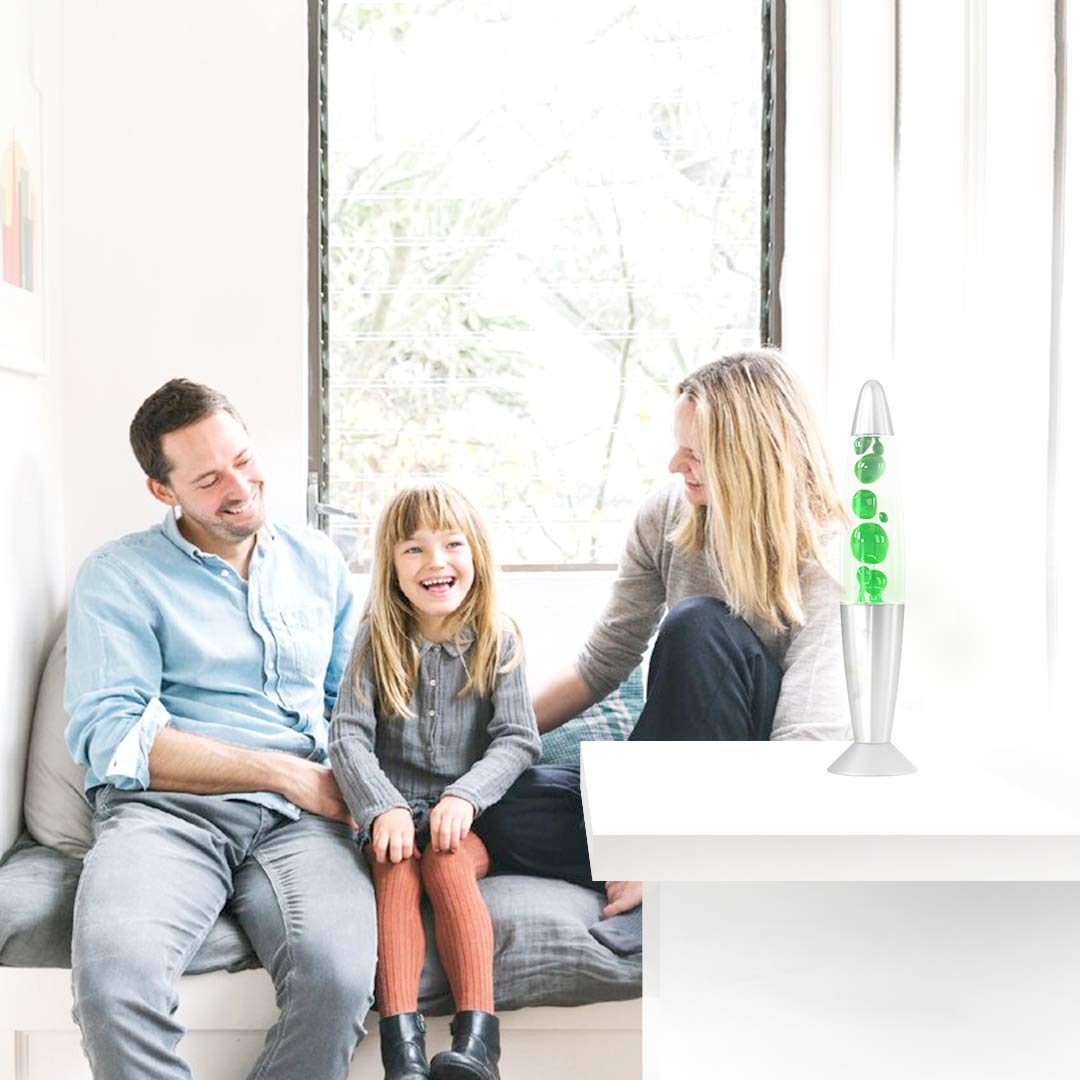 Irvy Motion Lamp - Beautiful Liquid Entertaining Tabletop Lamp for Adults and Kids - 13.5 Inches White Clear Liquid with Silver Base Decorative Lights, Gift for Christmas and Birthday (Green)