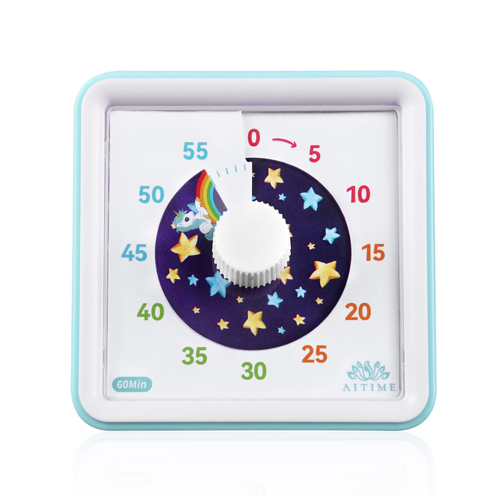 MUQING Visual Timer for Kids, 60 Minute Toddler ADHD Timer, Visual Countdown Timer for Autism, Suitable for Studying, Office, Kitchen Cooking, Unicorn and Rainbow