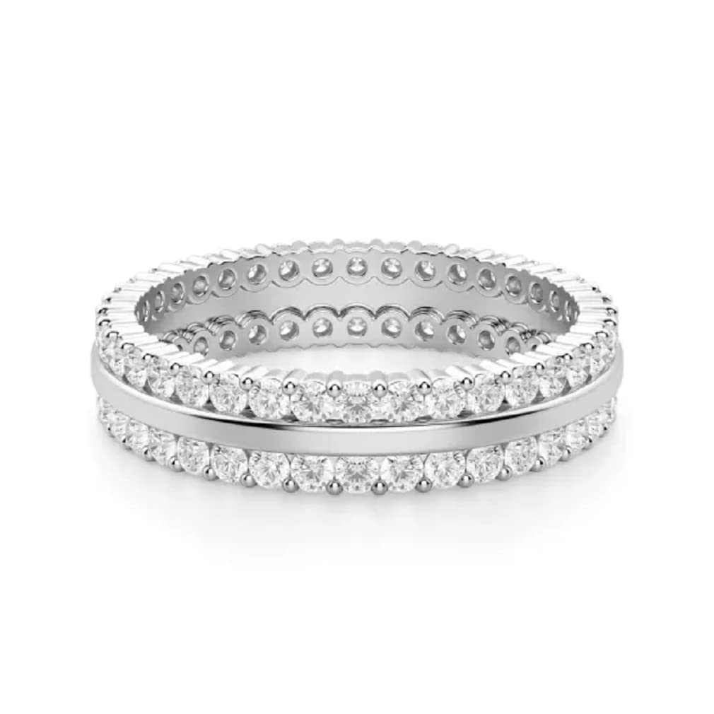 Love Band 2 MM Moissanite Matching Comfort Fit Band Colorless Moissanite Engagement Ring Wedding Band Silver Solitaire Vintage Antique Anniversary Diamond Moissanite Ring Engagement Band (5.5) (8.5)