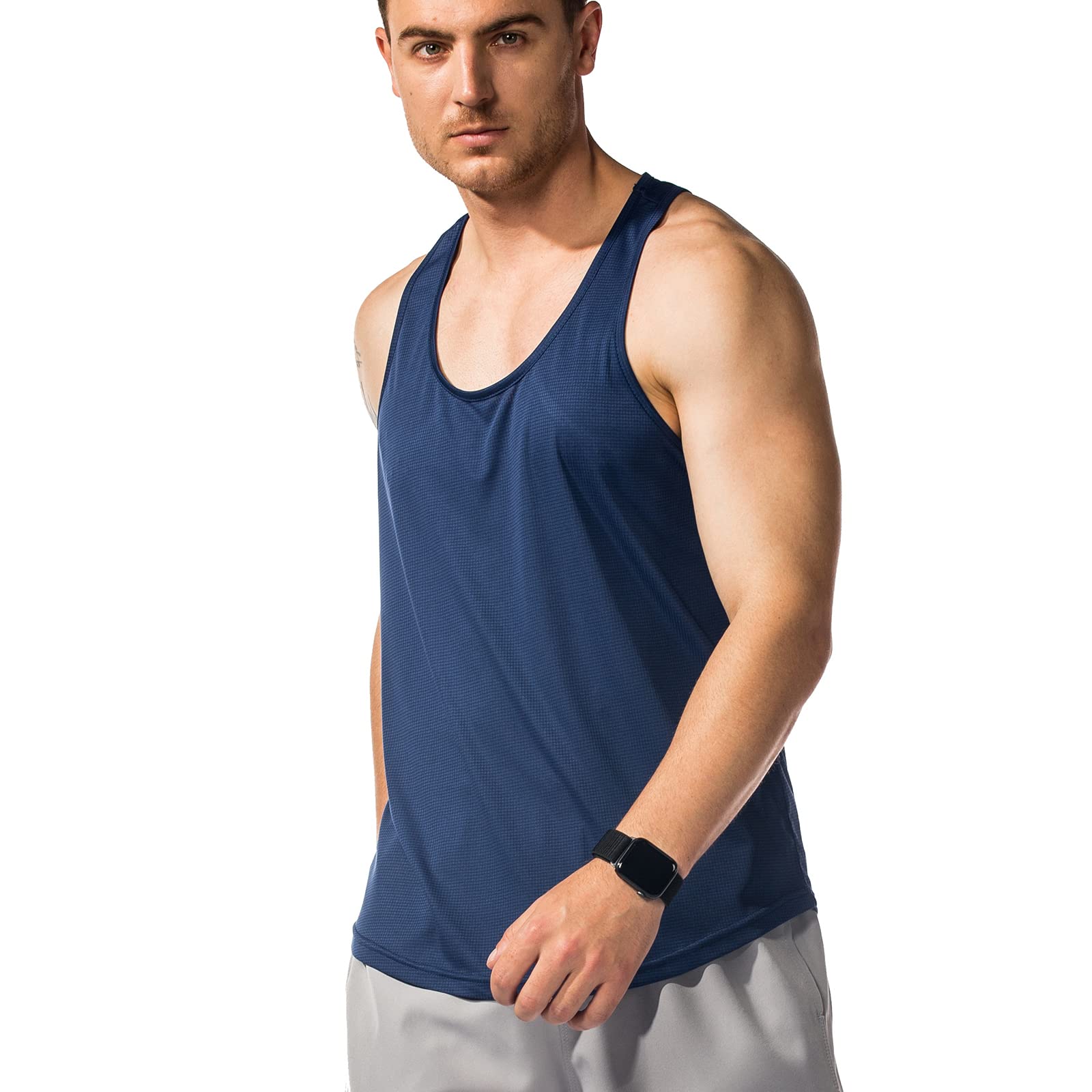 Lavenicole 5 Pack Men's Y-Back Muscle Tank Tops Quick Dry Cool Mesh Sleeveless Workout Shirts for Fitness Training Athletic (5 Colors-M)