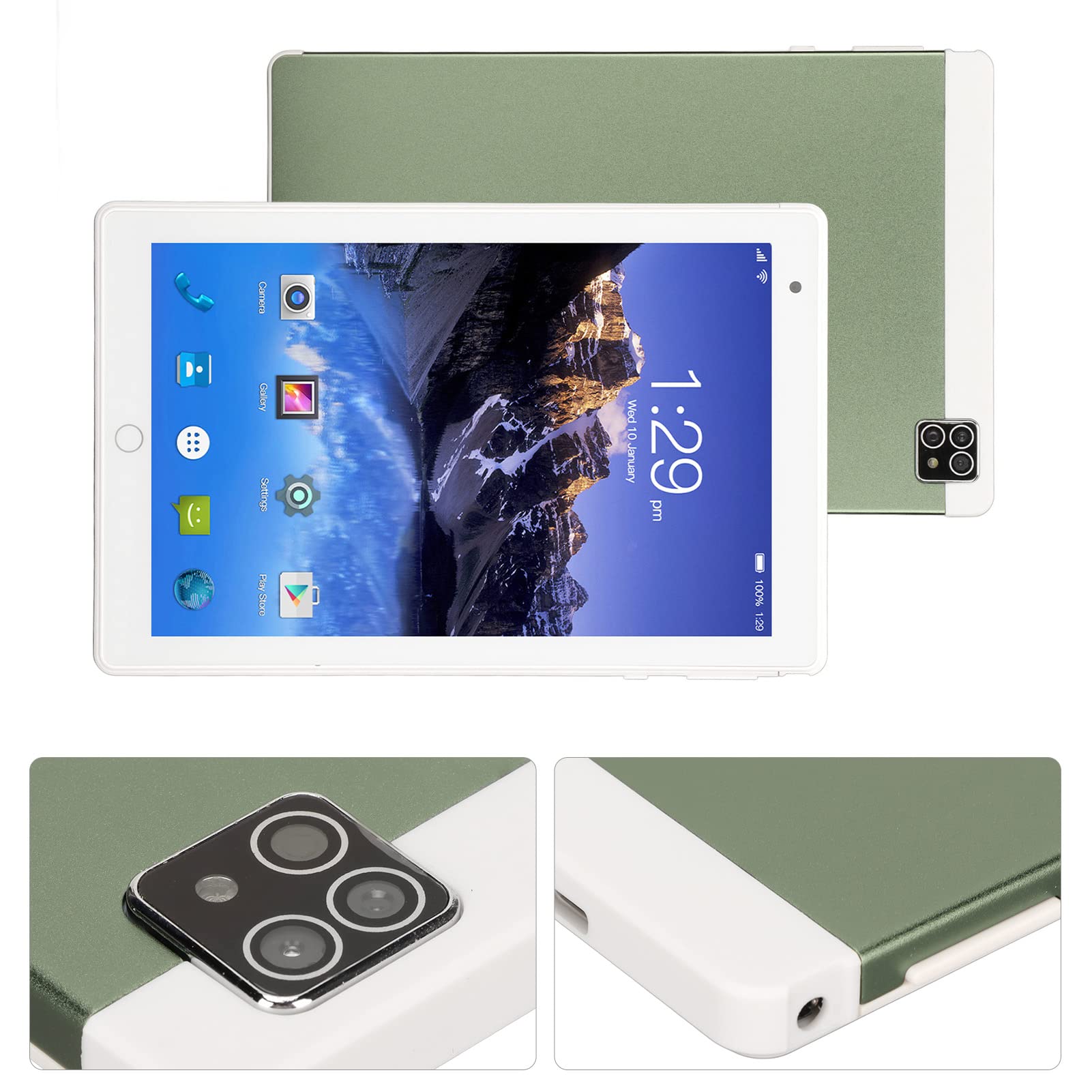KIMISS Tablet PC 8 Inch Tablet 4GB RAM 64GB ROM Maximum Support 128G TF Card 1920x1200IPS Call Tablet for Android 10.0 Tablet 100‑240V HD (US Plug)