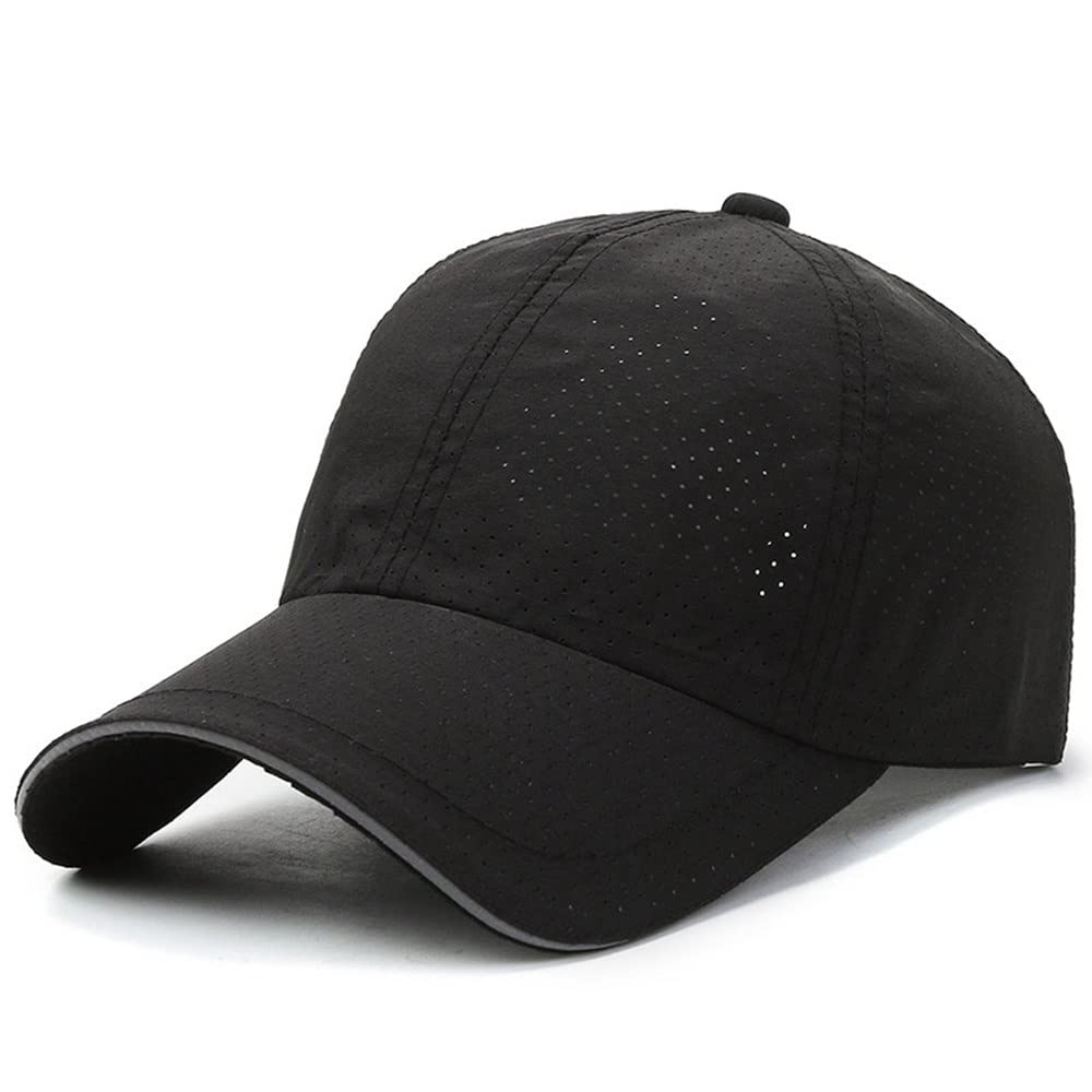 Men's Hat Quick Dry Baseball Cap Outdoor Breathable Sun Protection Fishing Cap Sun Cap Blank Peaked Cap (Black)
