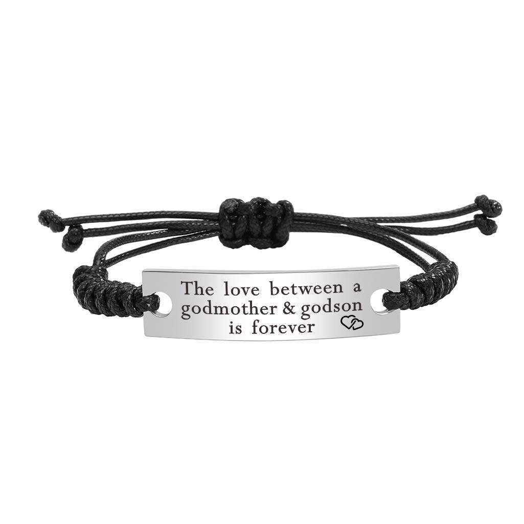 Kisseason Stainless Steel Godmother and Godson Bracelet Mantra Jewelry (Godmother and Godson)