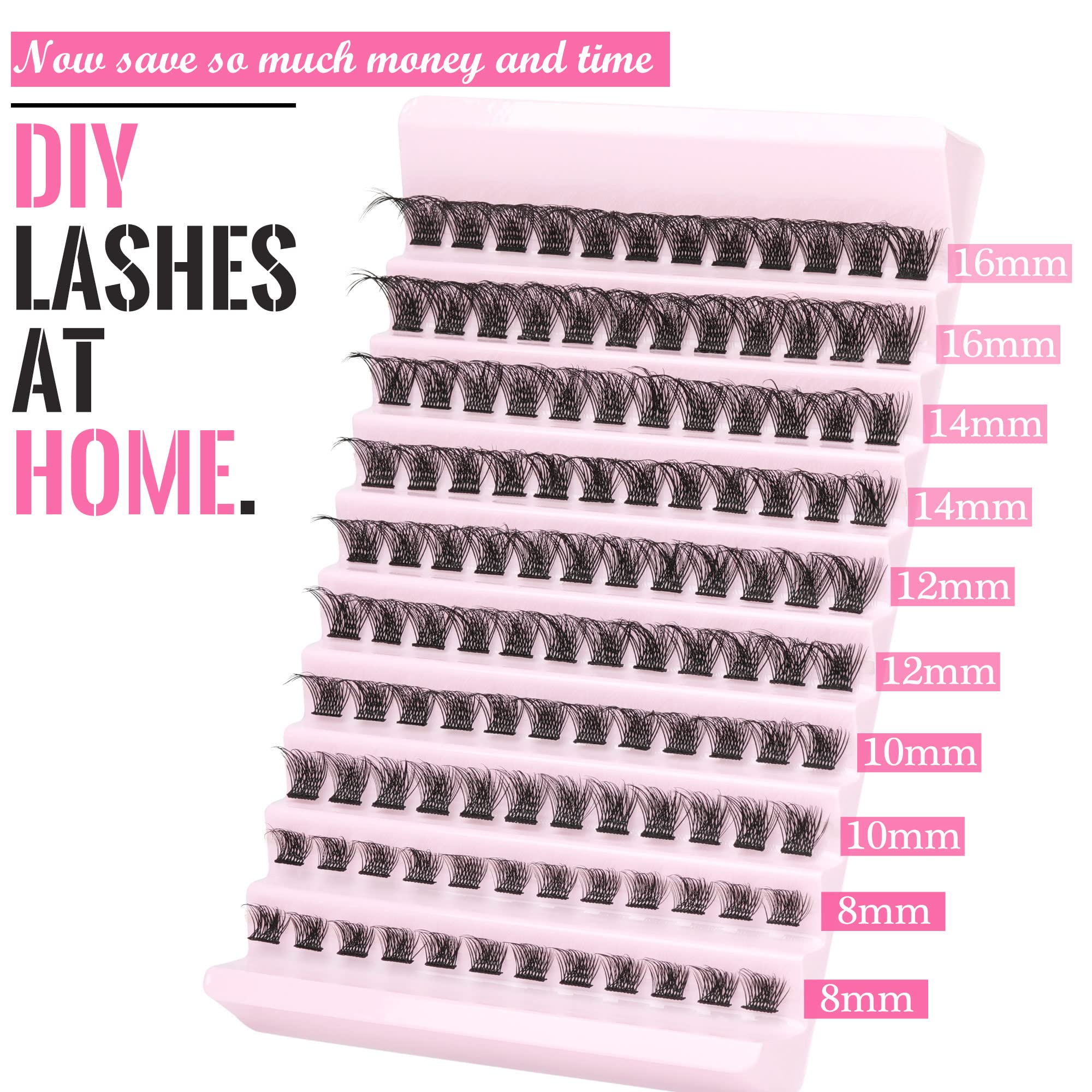 Lash Clusters Natural Wispy Cluster Lashes 8-16mm Wispy Individual Lashes Extensions Natural Look Lashes D Curl Fluffy Cluster Lashes DIY Eyelash Extension by Focipeysa