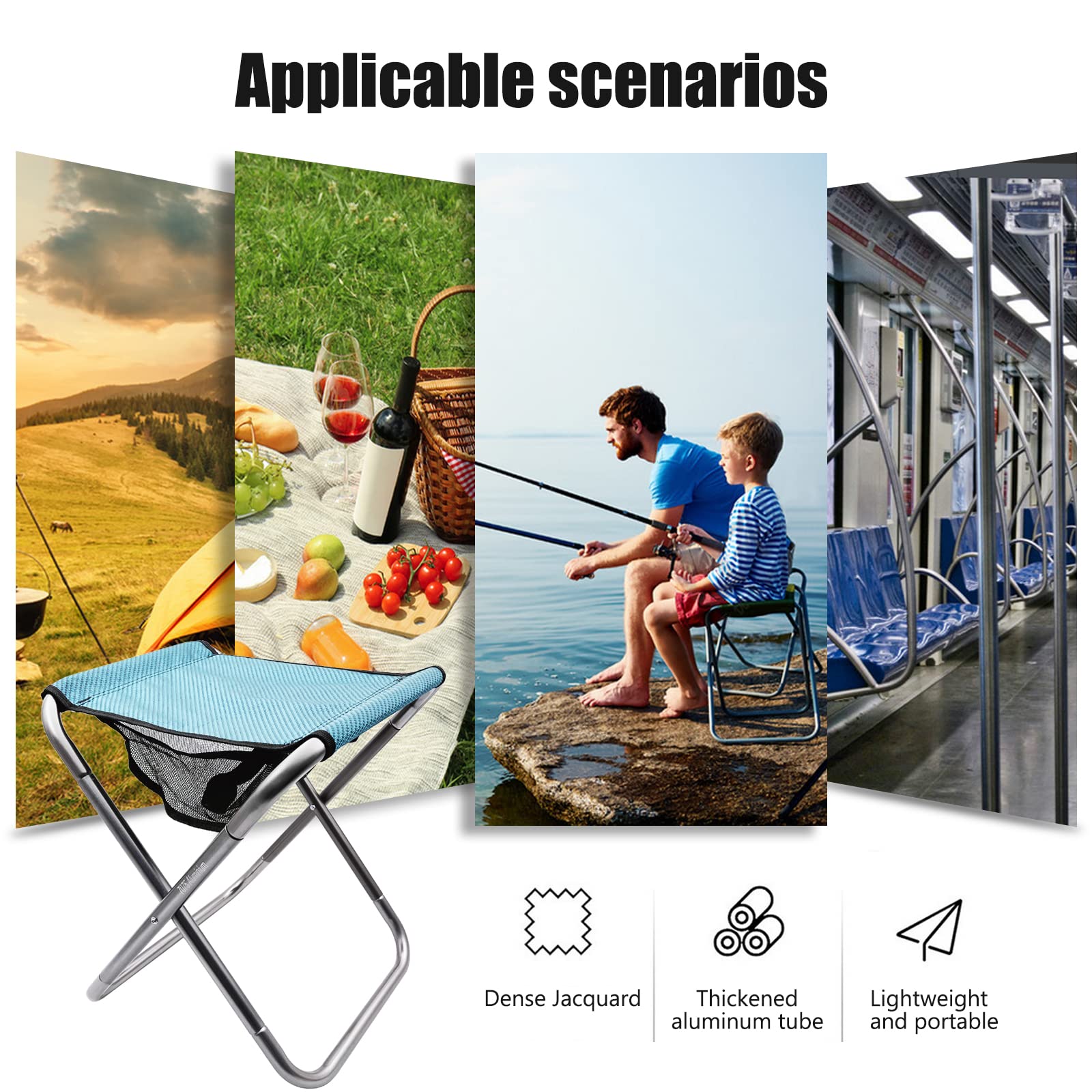 LYHLYA Camping Stool, Portable Folding Stool Large Size Camping Stool for Adults Supports up to 240 lbs