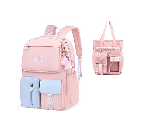 KEBEIXUAN School Backpack for Girls Casual Crossbody Tote Bag Kids Backpack Set for 6-12 Years Old