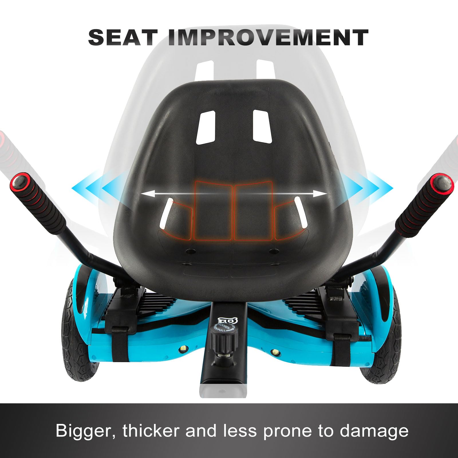 Hoverboard Go Kart Seat Attachment Hoverboard Accessories Conversion Kit, Adjustable Frame, Suitable for Kids Adults, Compatible with 6.5'' 8'' 10'', Transforming into Go-Kart, Blue