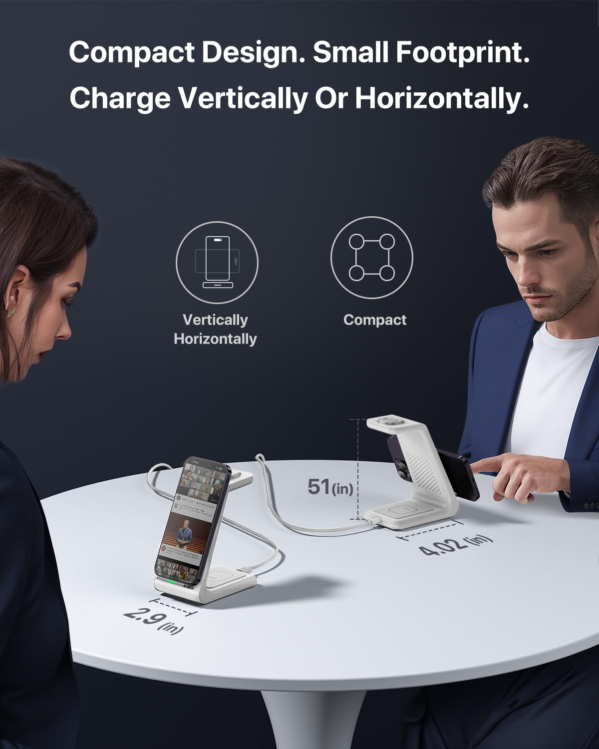 Intoval 3 in 1 Wireless Charger for Fitbit Versa 3/4, Sense 2/1, iPhones, Samsung S and Note, Airpods Pro 2/1, Galaxy/Pixel Buds +/Live and Other Wireless Charging Phones or Earbuds (V3, White)